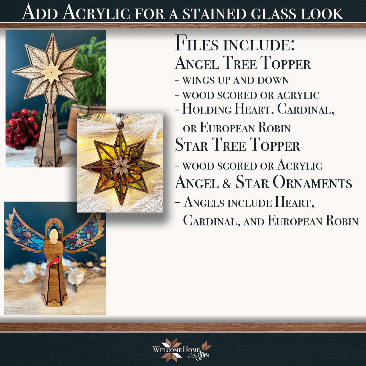 Angel and Star Tree Topper Bundle with Ornaments - Laser Ready Files ...