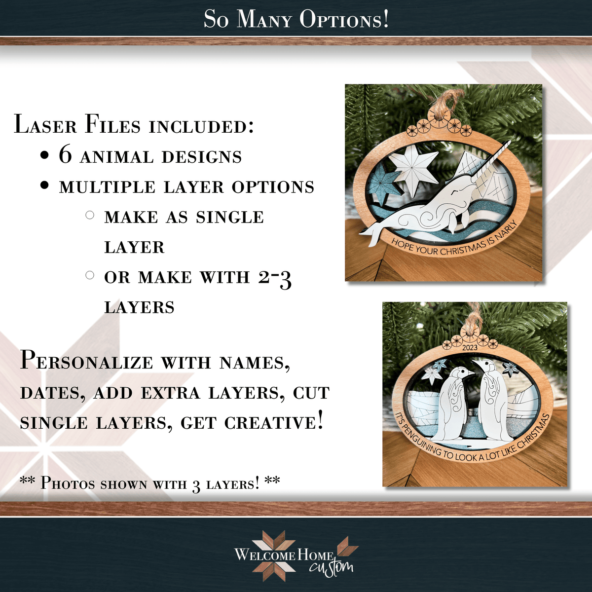 Arctic Animal Ornament Bundle - Laser Ready Designs in EPS, AI, PDF, S ...