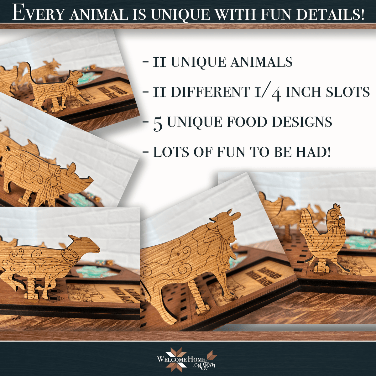 Barnyard Dinner Dash Game - laser cut file – Welcome Home Custom