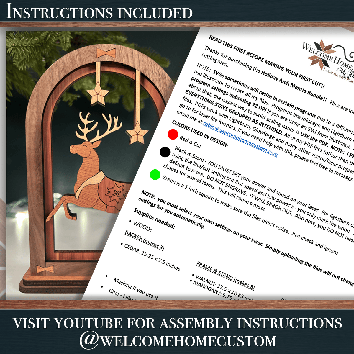 Holiday Arch Mantel Decor Bundle - Laser Ready Design – Welcome Home Custom