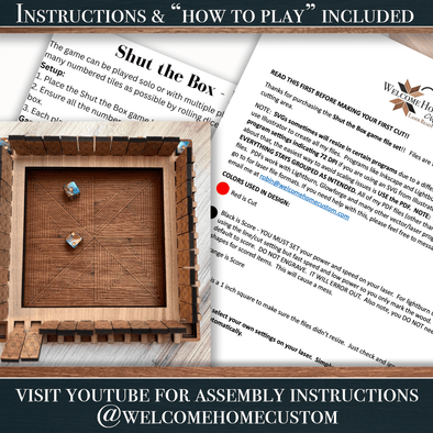 Shut the Box game - laser cut digital File – Welcome Home Custom