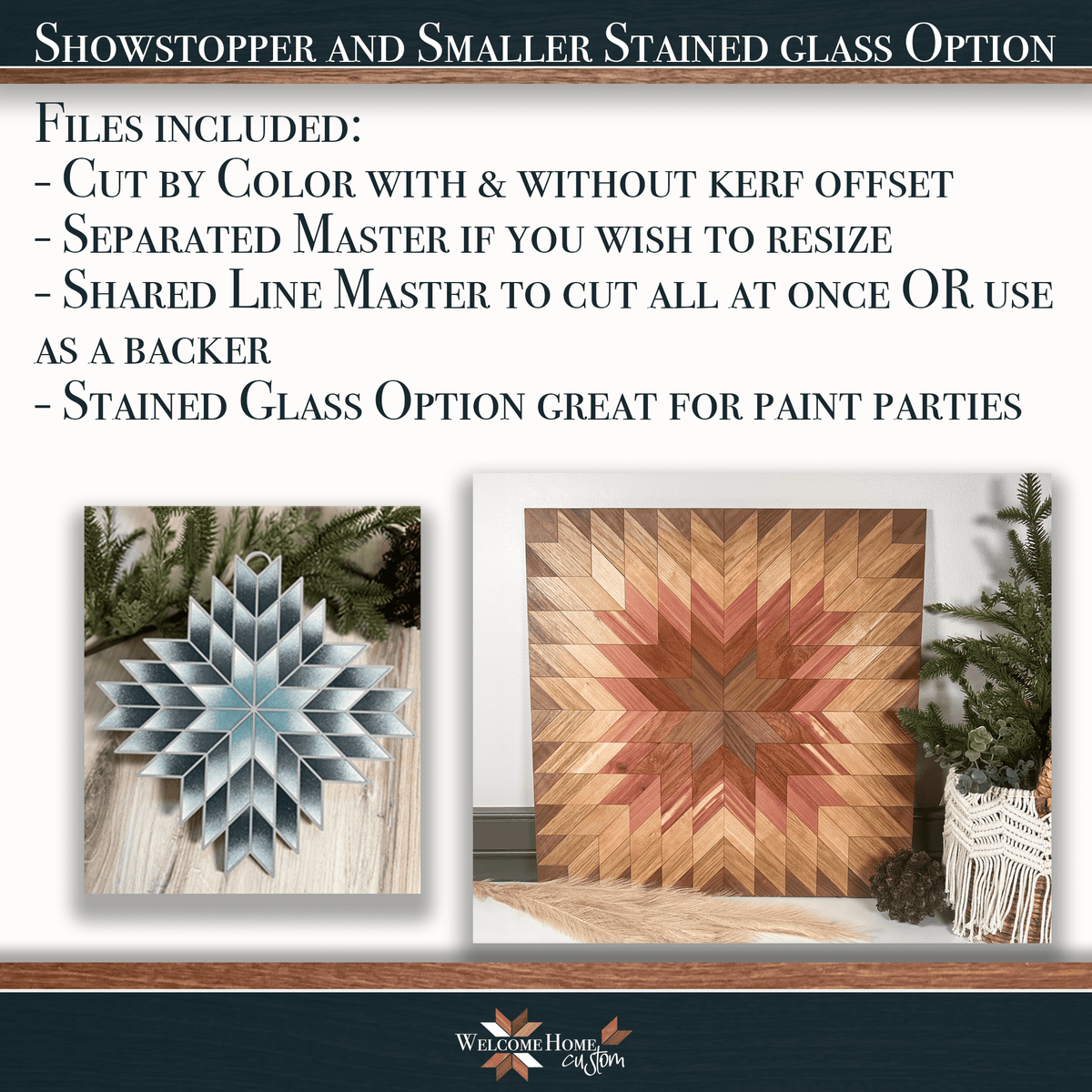 Traditional Star Quilt with Stained Glass Star - Laser Cut Files ...