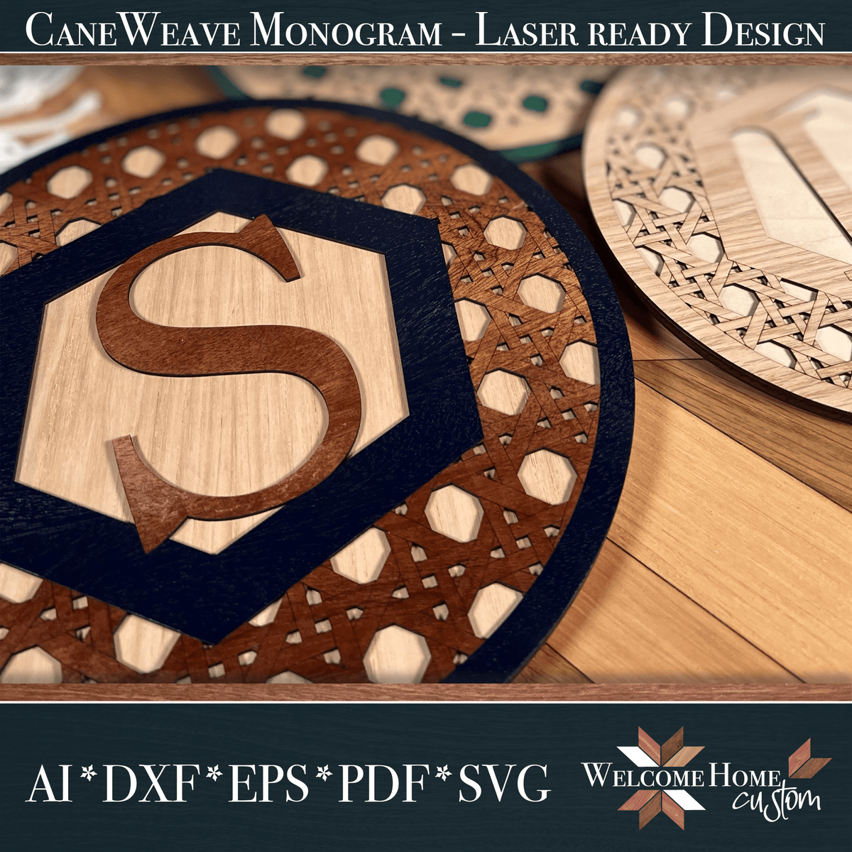 Cane Weave Rattan Monogram Sign - Laser Ready Design – Welcome Home Custom