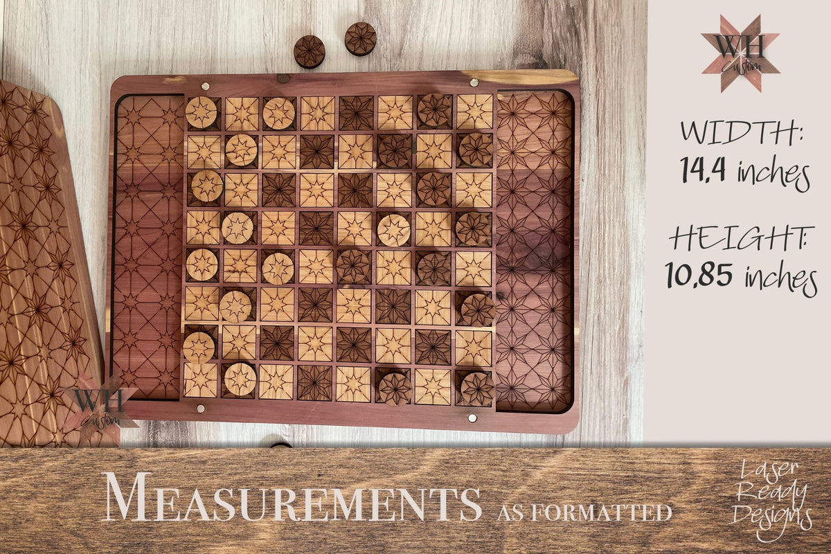 Checkers with decorative star design - digital download for laser cutt ...