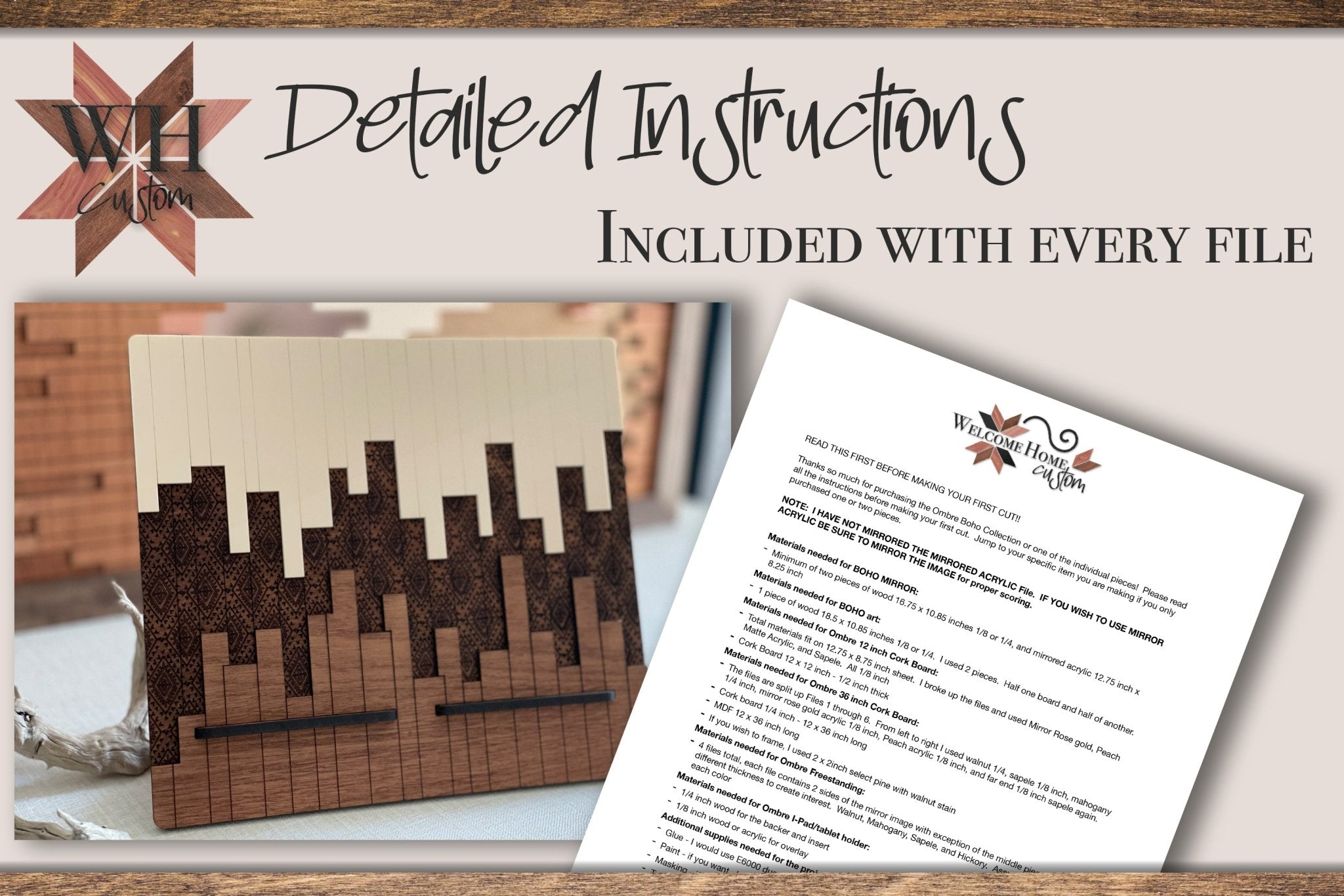 Ombre Boho tablet holder with score diamond design - Digital Download ...