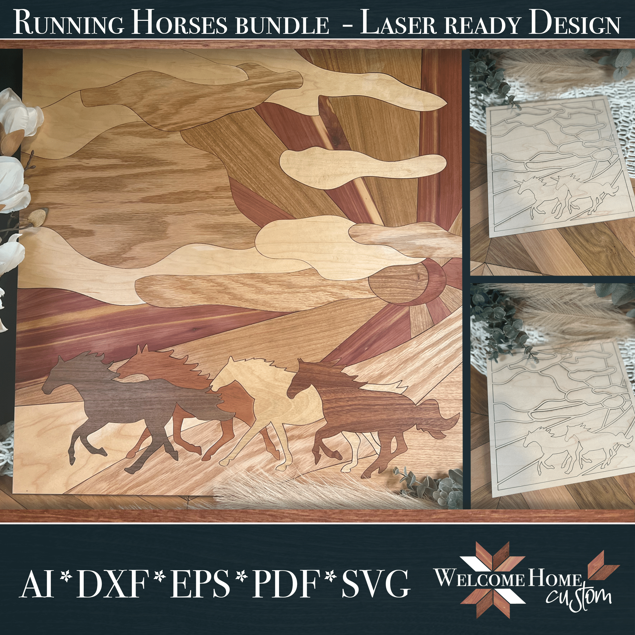 Running Horses bundle with bonus unicorn laser cut file – Welcome Home ...